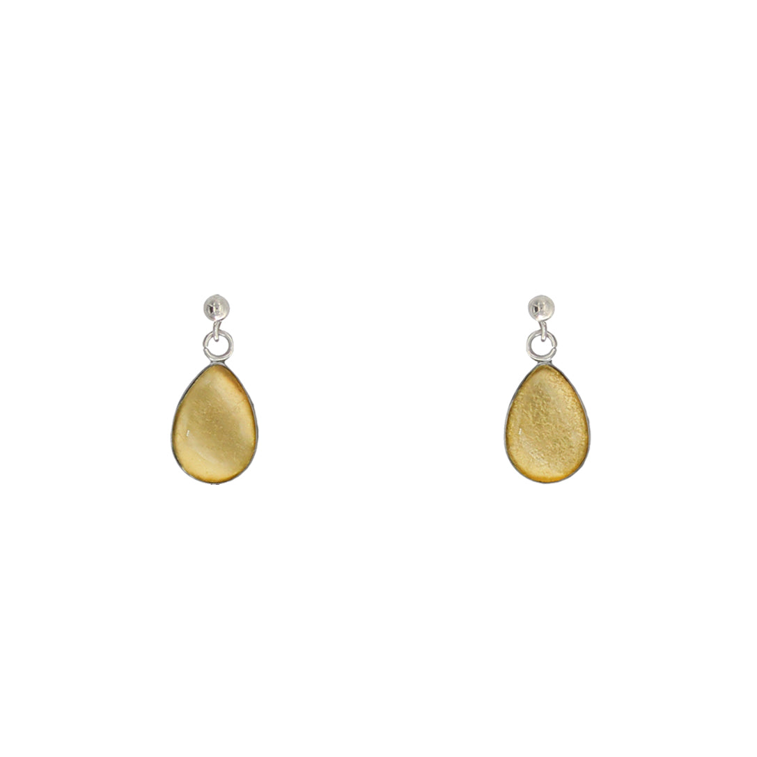 Larme de Joie Tear Drop Earrings - Minimalist Gold Leaf Resin - Mo Resin M216