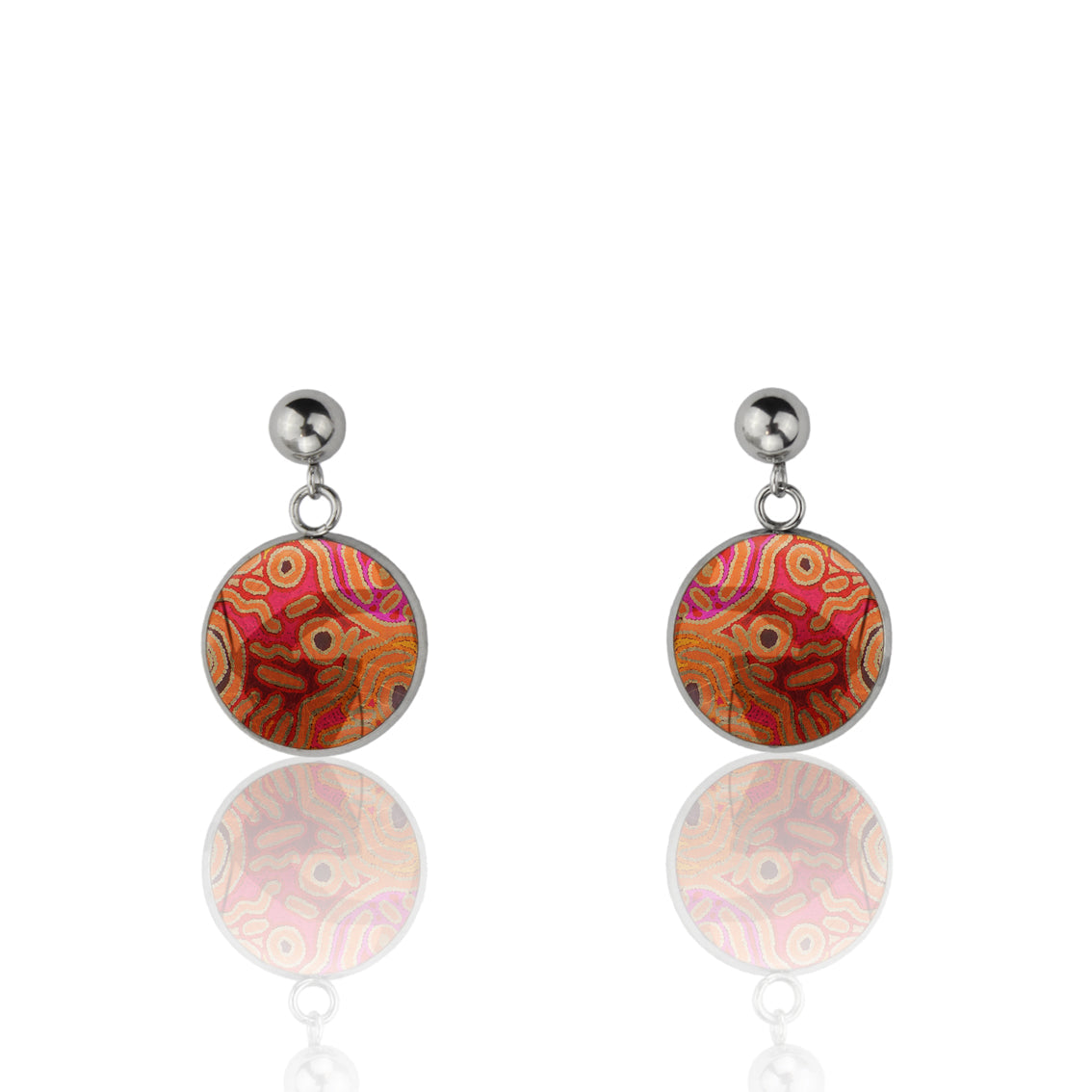 BESS DANGLE DROP CIRCLE CORAL PINK EARRINGS - M079W – Mo Resin
