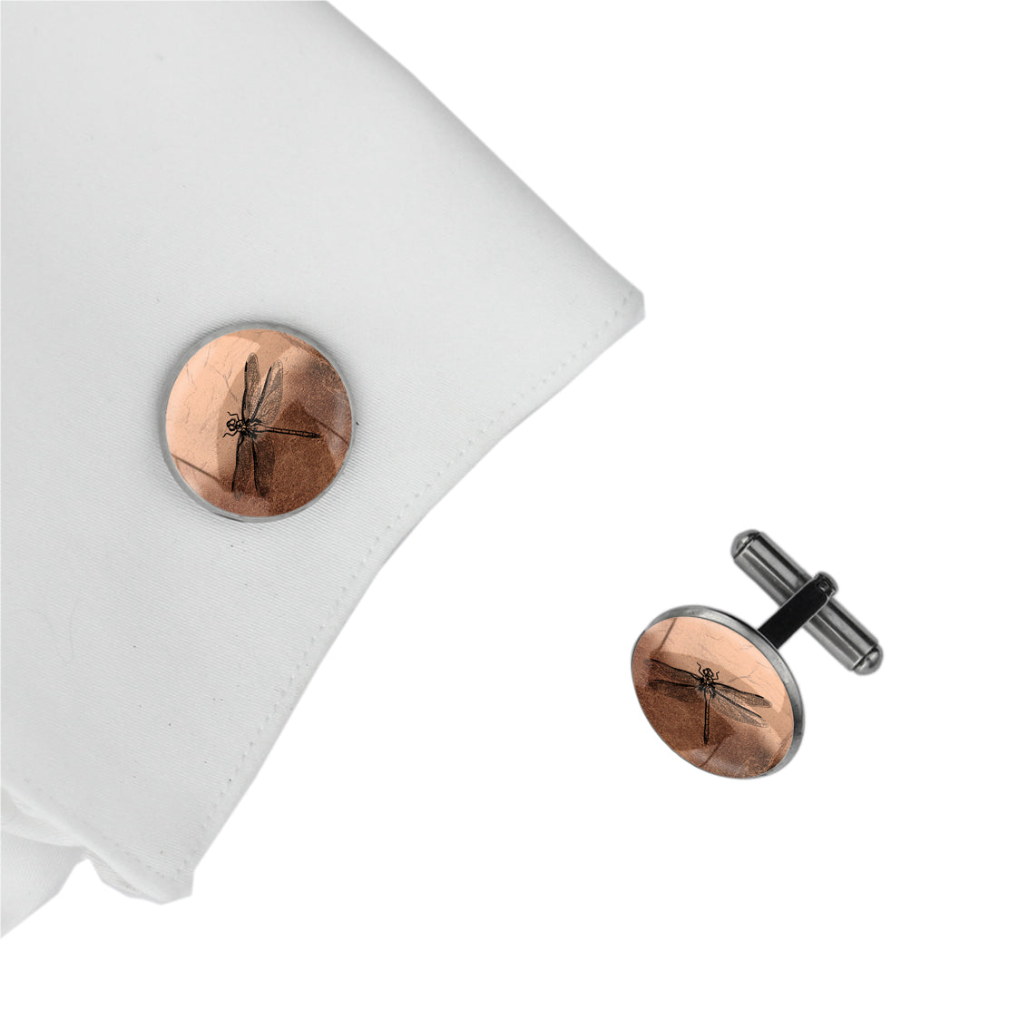 DRAGONFLY CUFFLINKS AUSTRALIANA GOLD LEAF STERLING SILVER COPPER GARDEN ...