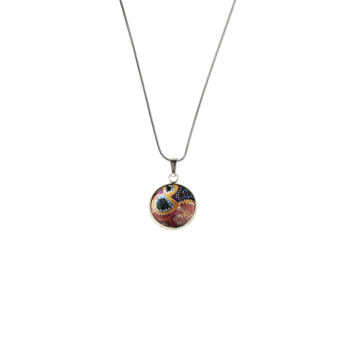 GAYLE ORANGE XS CIRCLE PENDANT ON A CHAIN NECKLACE - SD006W – Mo Resin