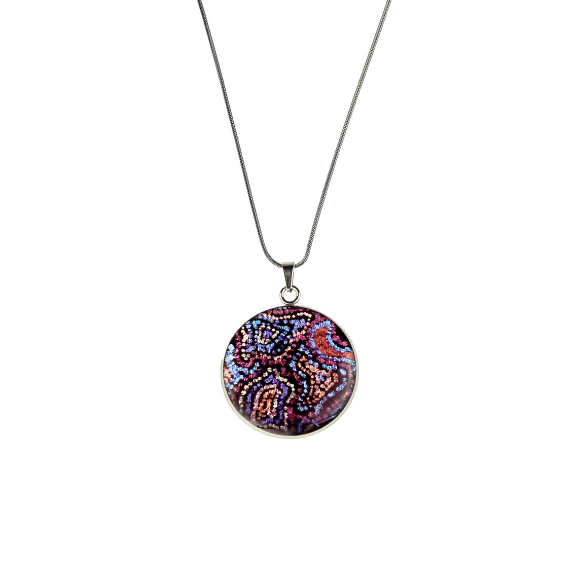 JOY PURPLE CIRCLE PENDANT ON A CHAIN NECKLACE - SD090W – Mo Resin