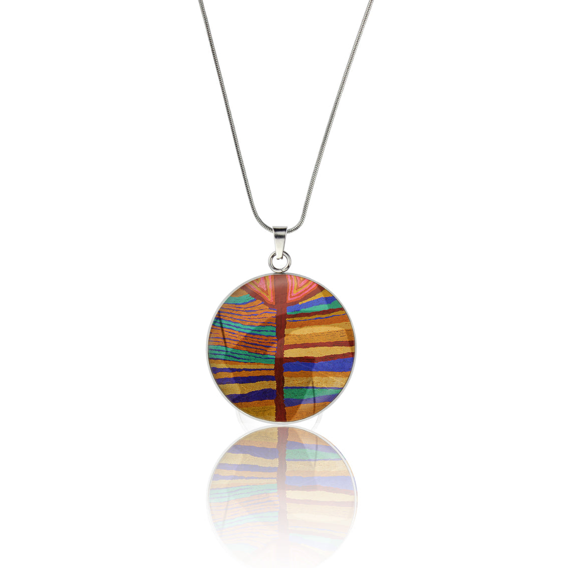 JUDY BRIGHT COLORS CIRCLE PENDANT ON A CHAIN NECKLACE - M180W – Mo Resin
