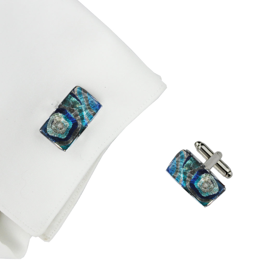 KERRY PERON ISLANDS BLUE ELEGANT RECTANGLE CUFFLINKS - D543W – Mo Resin