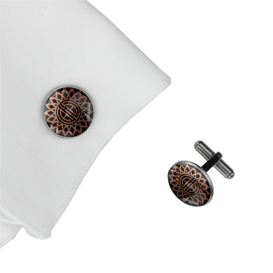 Initial Rose-Window Frieze Art Deco Circle Cufflinks | Personalised ...